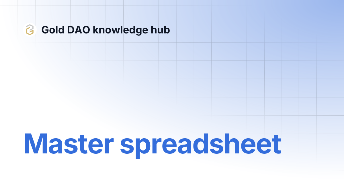 Master spreadsheet | Gold DAO knowledge hub